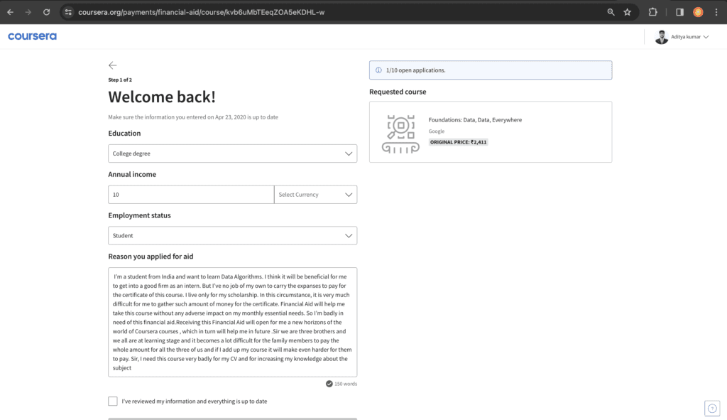 How to apply for financial aid on Coursera: 5 Easy Steps in 2025 ...